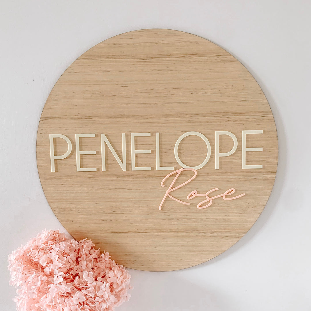 Wood Double Name Plaque – Pink & Ink Co