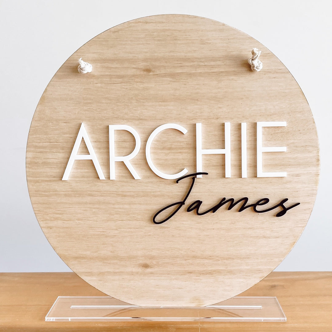 Wood Double Name Plaque – Pink & Ink Co